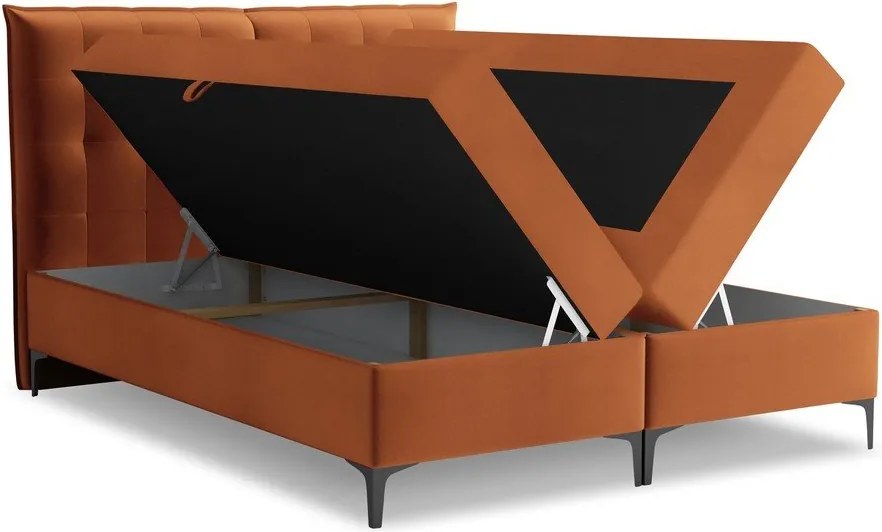 Boxspring postel s úložným prostorem 160x200 cm v terakotové barvě Mikana – Makamii