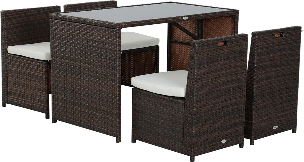 Outsunny polyratanový zahradní set 5 ks zahradní nábytek lounge set, odolný proti povětrnostním vlivům a elegantní pro balkon terasu | Aosom.de