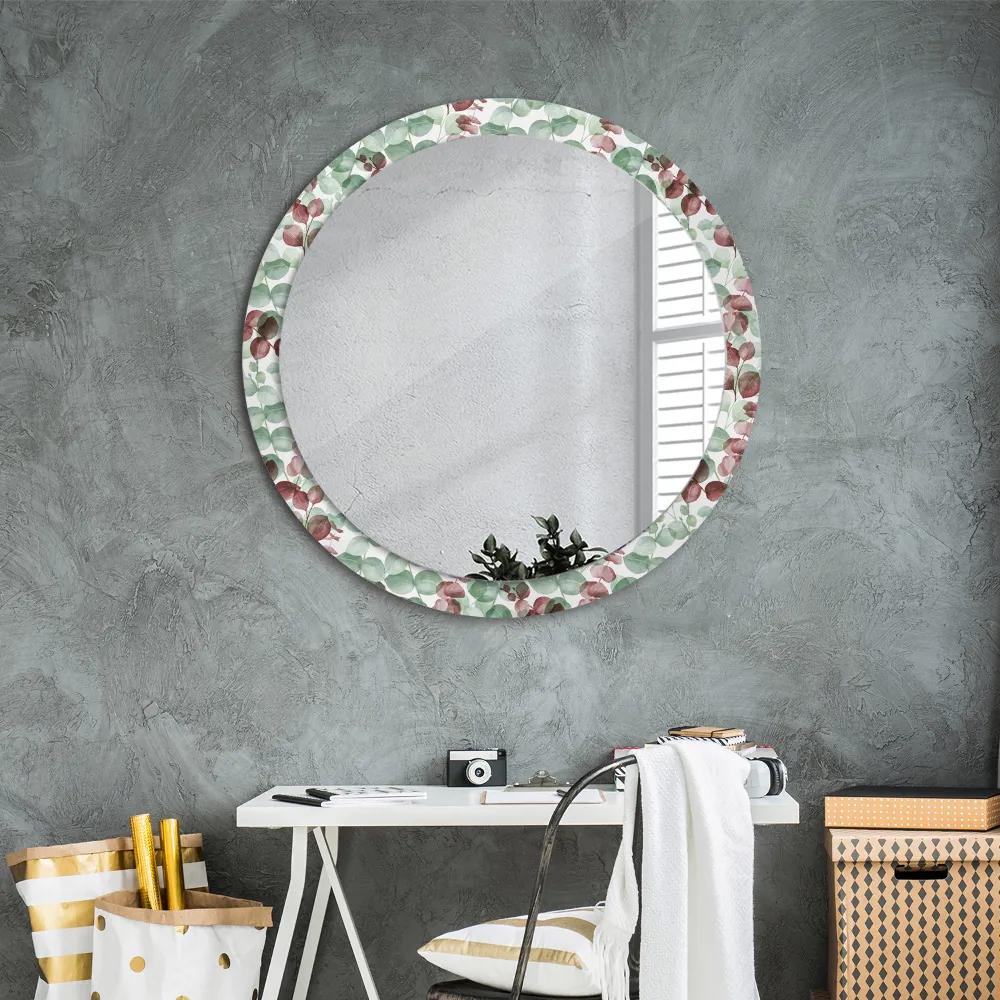 Kulaté dekorativní zrcadlo Eukalyptus fi 90 cm