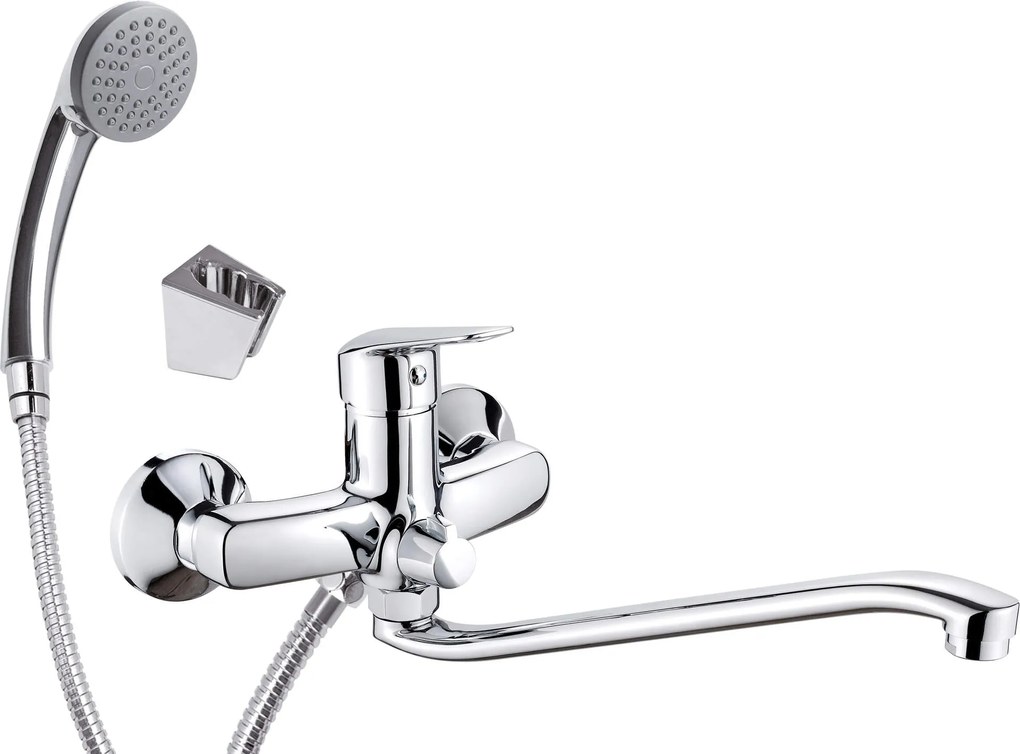 Deante Washbasin tap, zeď-mounted, s elongated spout - connection for hose and shower set