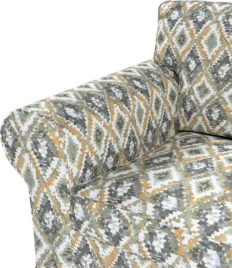 Potah na křeslo IKEA Ektorp barva modrá látka pletený vzor, vzorované