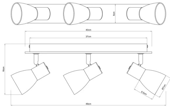 Globo 54307-3W - Bodové svítidlo CLAUDE 3xE14/40W/230V černá/dřevo