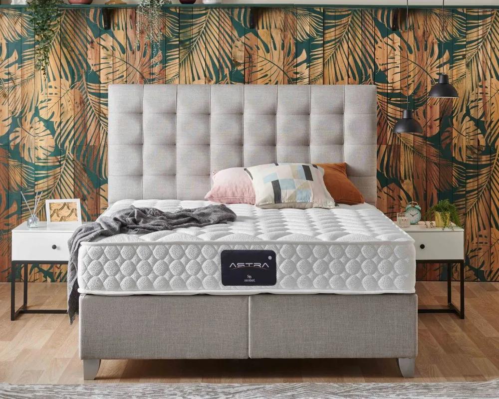 Čalouněná postel ASTRA s matrací - šedá 120 × 200 cm