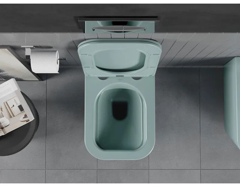 Mexen Teo, závěsné WC Rimless s WC deskou slim, duroplast, zelená matná, 30854048