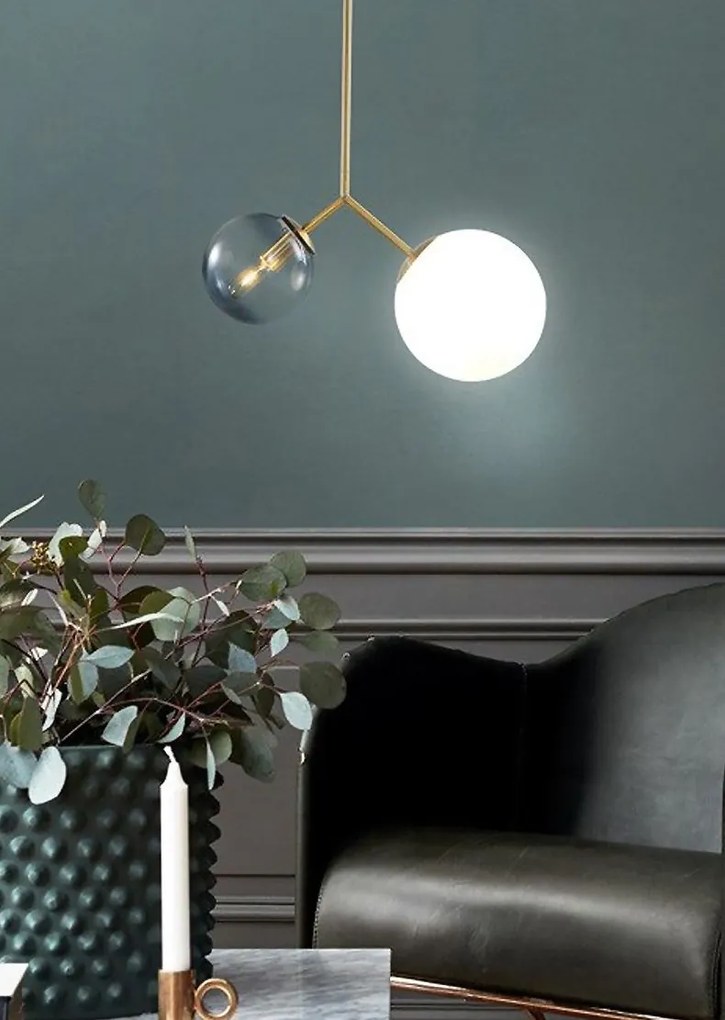 Toolight - stropní skleněná lampa E27 60W APP1013-2CP, zlatá, OSW-09482