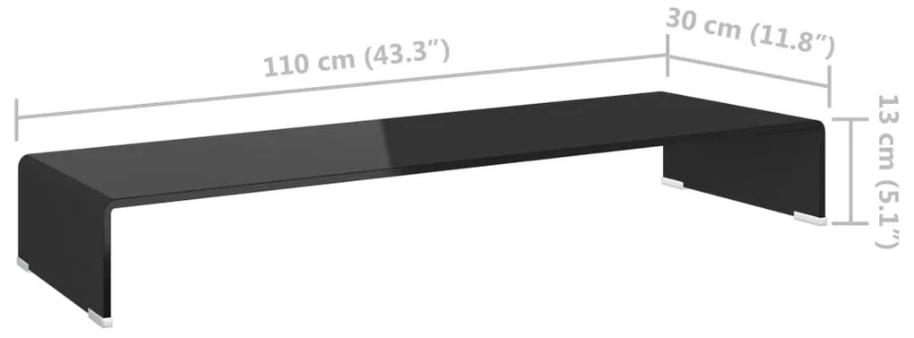 vidaXL Marketos TV stolek / podstavec na monitor sklo černý 110x30x13 cm