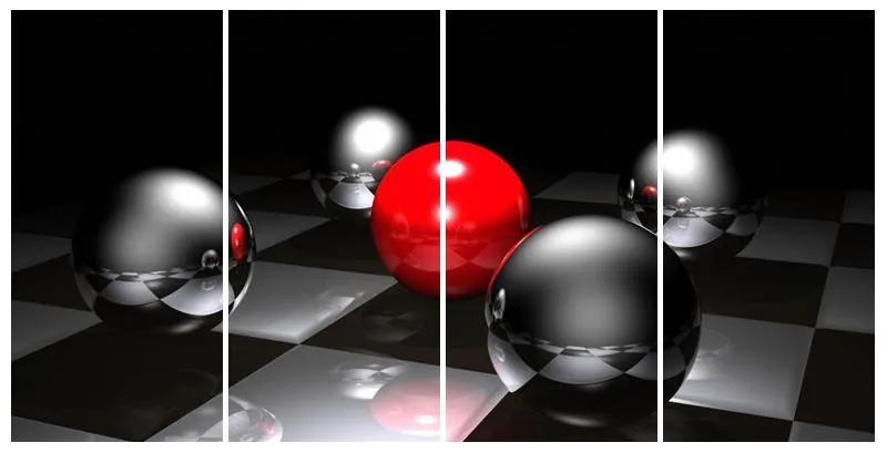 Obraz pěti koulí na šachovnici - červená (160x80 cm), 40 dalších rozměrů
