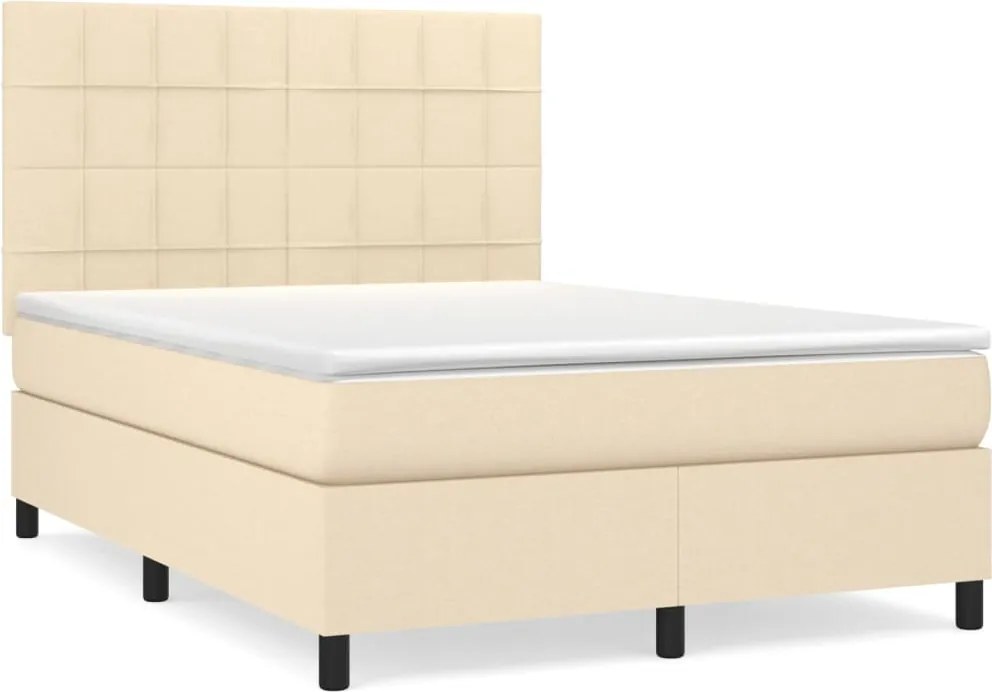 Box spring postel s matrací krémová 140x190 cm textil 3141774