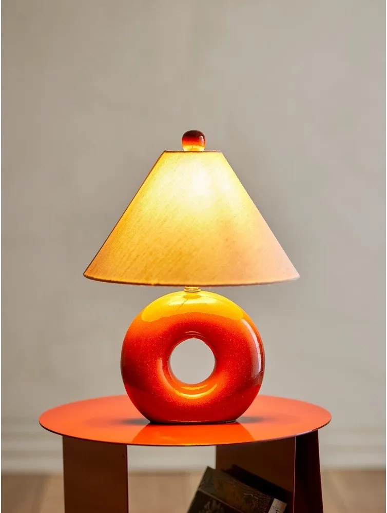 Červená/krémová keramická stolní lampa s textilním stínidlem (výška 42 cm) Panja – Bloomingville