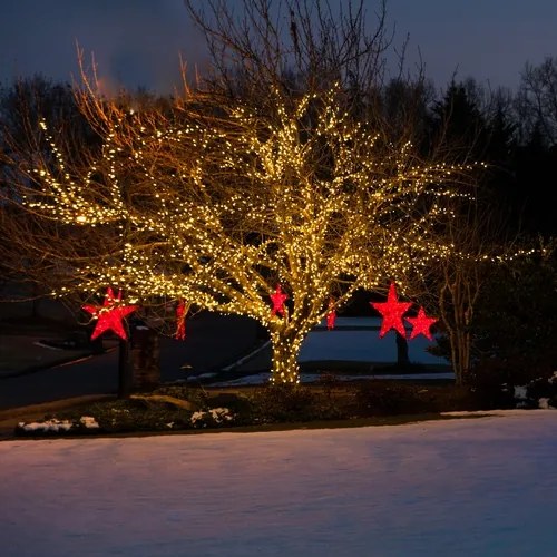 Venkovní LED vánoční řetěz, teplá bílá, 5m, 250 LED, se záblesky nebo stálé svícení