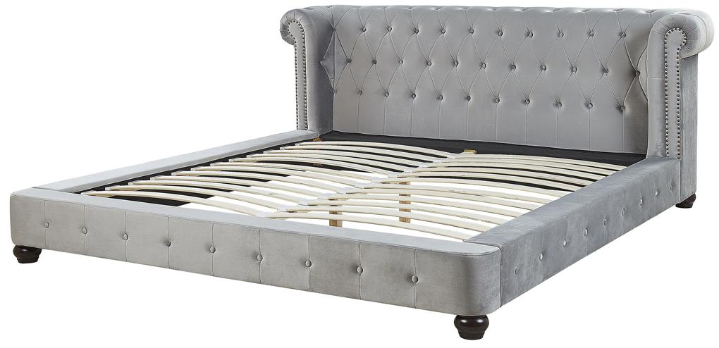Sametová postel 180 x 200 cm šedá CAVAILLON Beliani