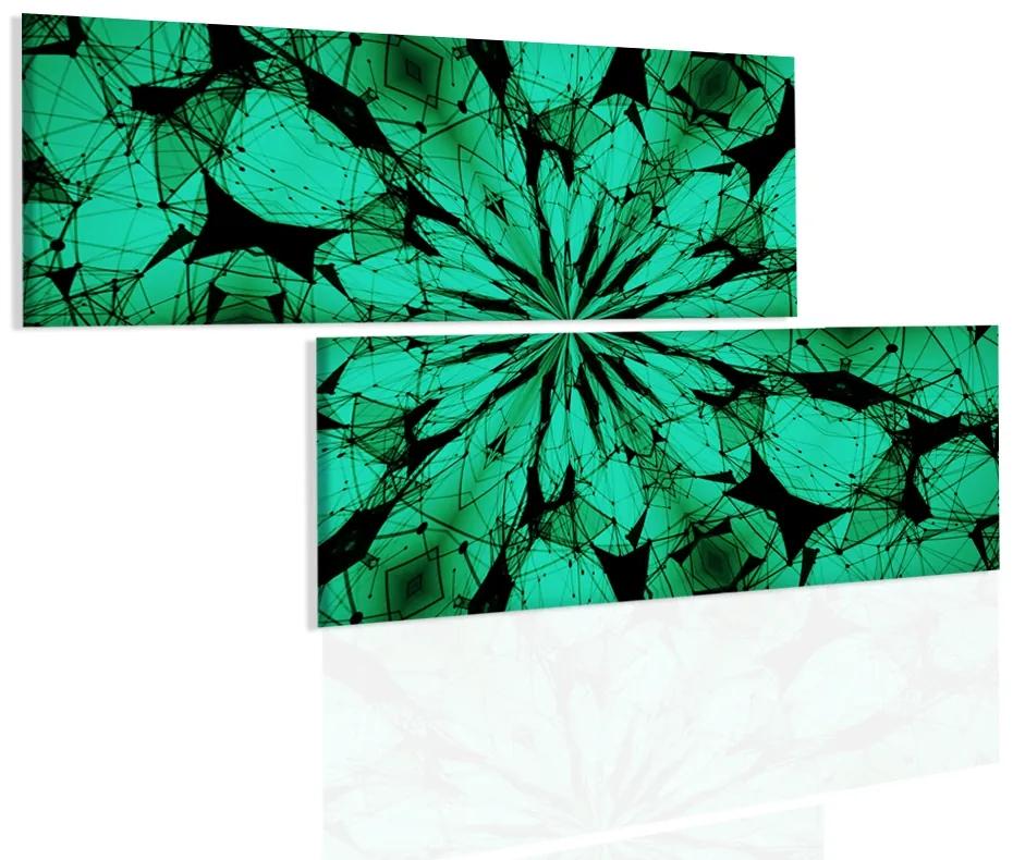 Malvis ® Obraz zelené paprsky mandaly Velikost: 200x110 cm