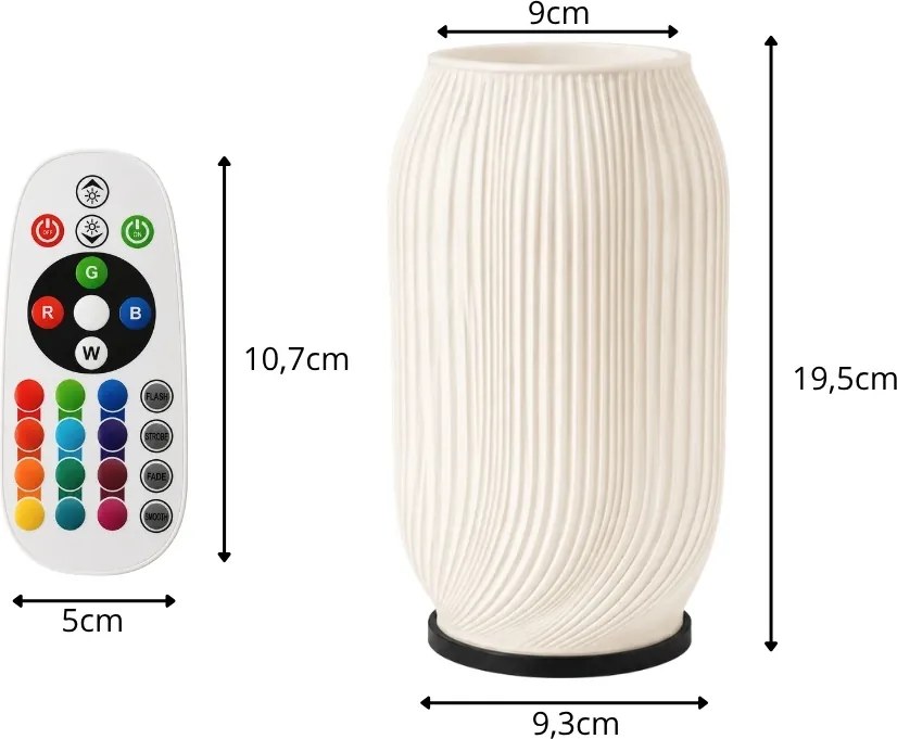 Verk Group Stolní lampy s vázou na květiny, dekorativní 2 v 1, led rgb, s dálkovým ovládáním