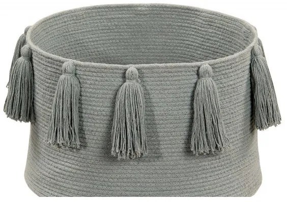 lovel.cz Bavlněný košík Tassels Light Grey