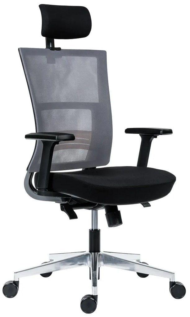 Next kancelářská židle s podhlavníkem šedo-černá
