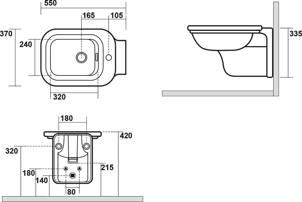 Kerasan, WALDORF bidet závěsný 37x33, 5x55cm, 4125K1