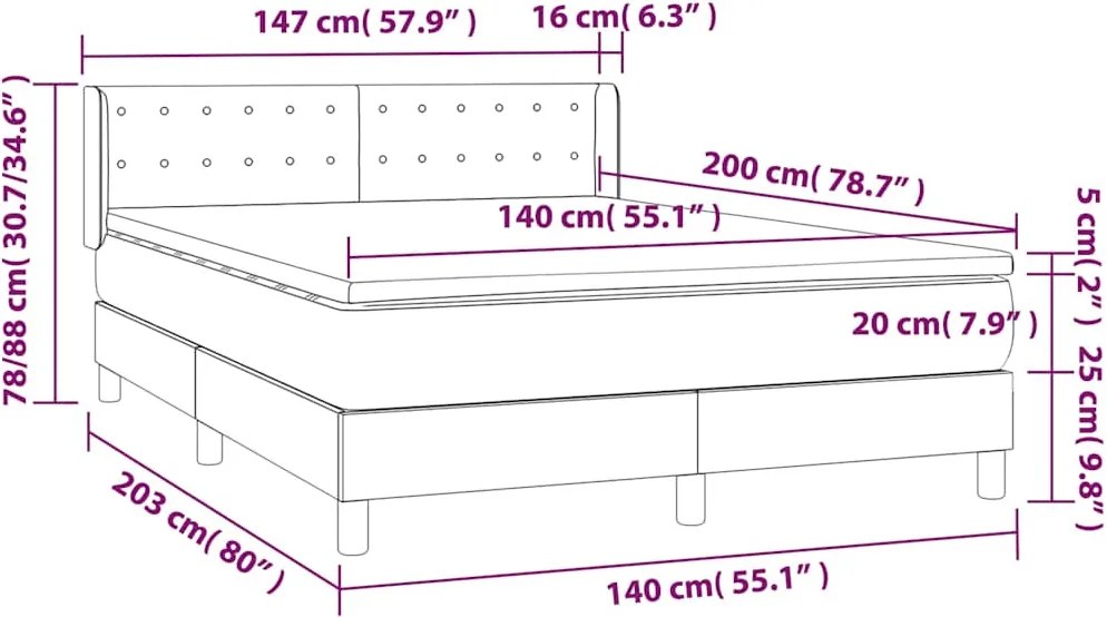 Box spring postel s matrací cappuccino 140x200 cm umělá kůže 3130786