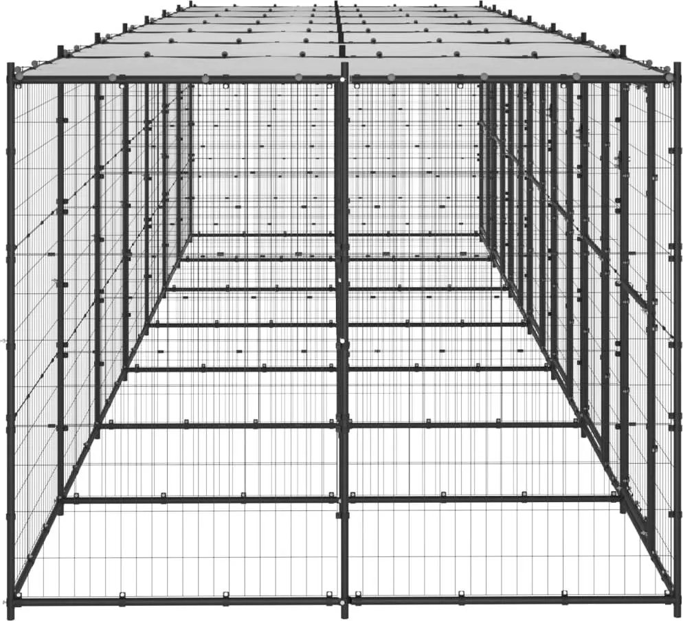 vidaXL Venkovní psí kotec se střechou pozinkovaná ocel 16,94 m² [3082254] Barva: Černo-stříbrný