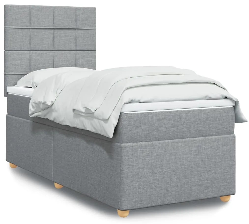 Box spring postel s matrací světle šedý 100 x 200 cm textil 3293491