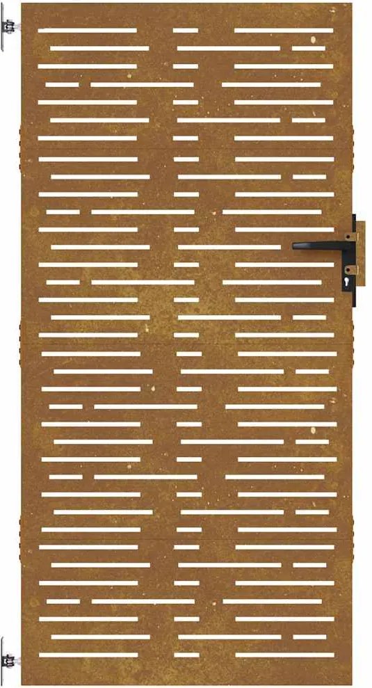 Zahradní branka 85 x 200 cm z corten oceli čtvercový design 153249
