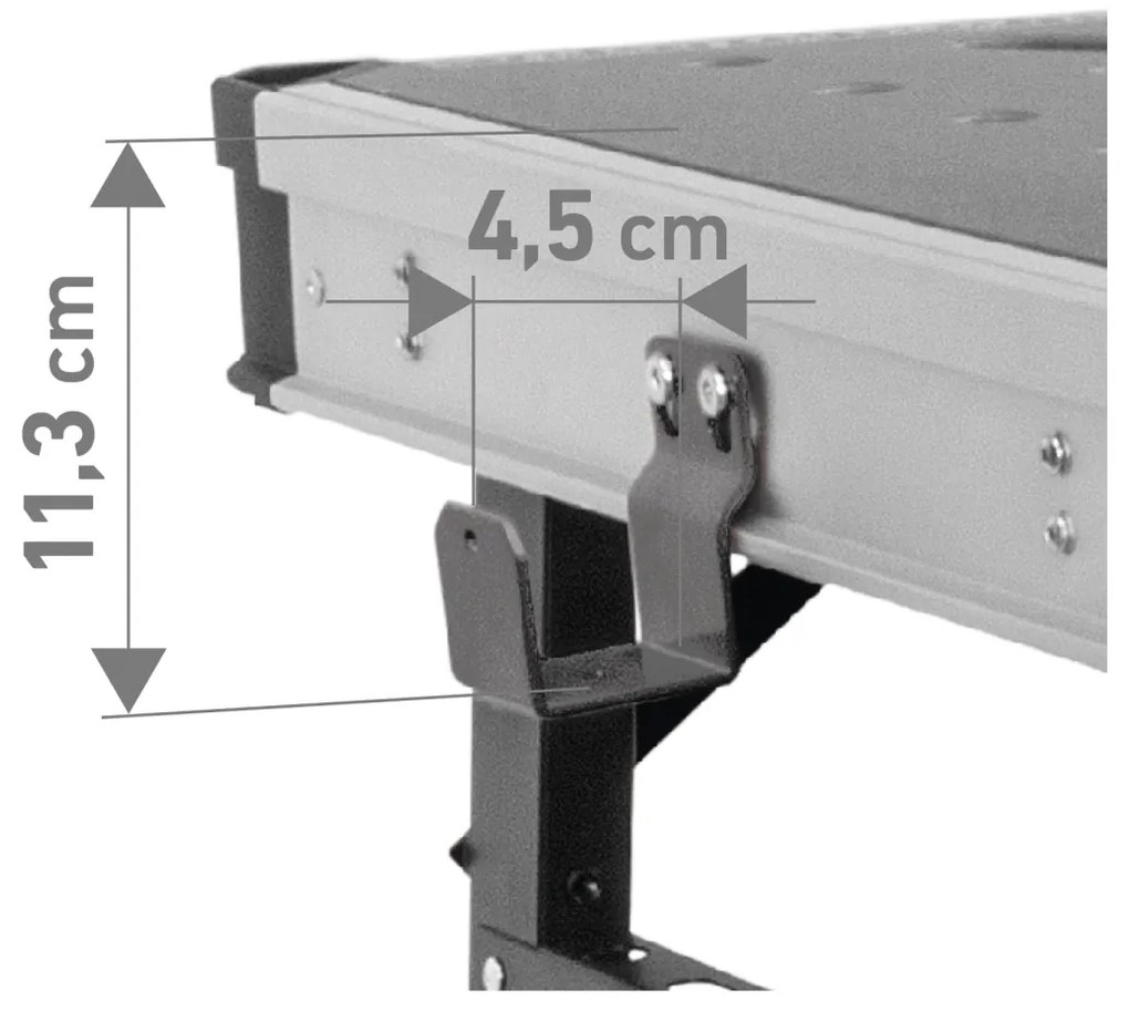 Pracovní skládací stůl Fortum, 850x600mm, výška 73,5-88,5cm