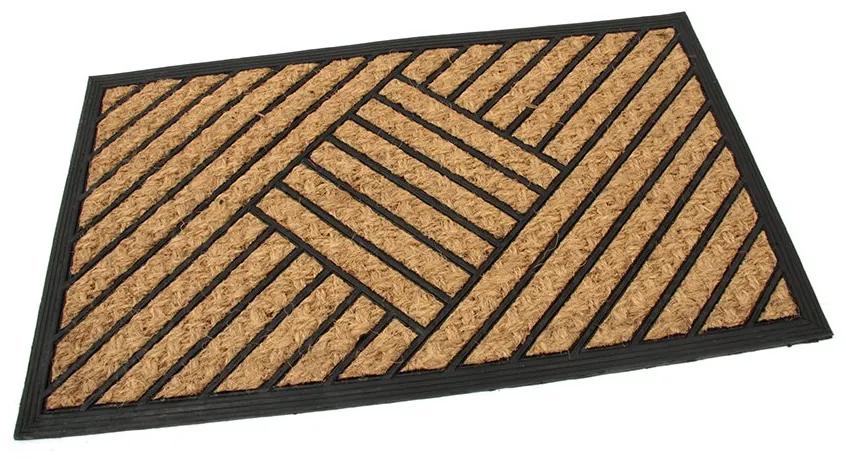 Kokosová čistící venkovní vstupní rohož Rectangle - Stripes, FLOMAT - délka 45 cm, šířka 75 cm a výška 0,8 cm