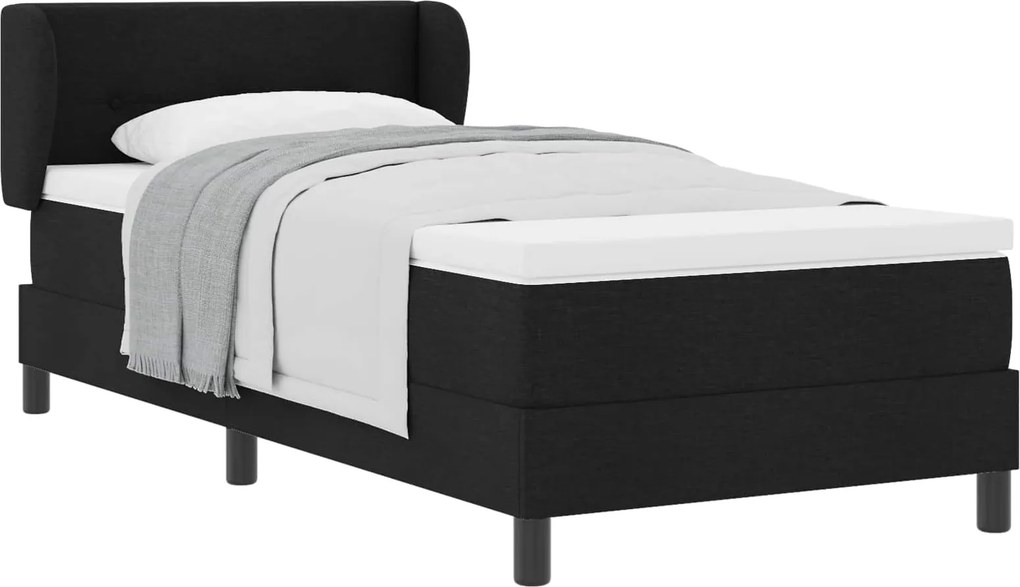 Postel s boxspringem s čelo Černá 90 x 200 cm textil 3340005