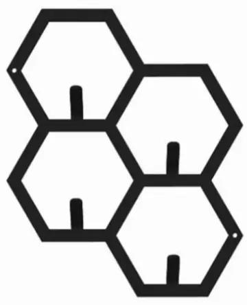 Walenty Kovový nástěnný věšák na klíče Hexagon, 15x15cm, různé barvy Barva: černá