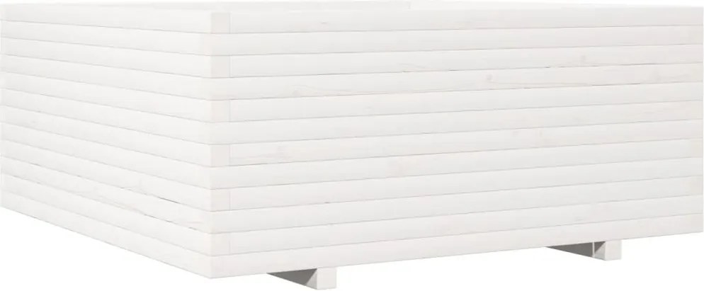 Zahradní truhlík bílý 110 x 110 x 49,5 cm masivní borovice 3282545