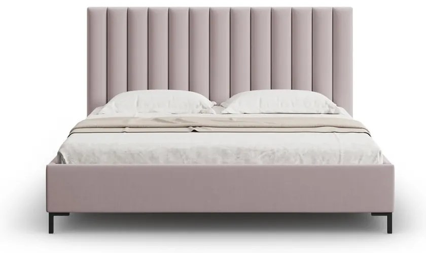 Světle růžová čalouněná dvoulůžková postel s úložným prostorem s roštem 160x200 cm Casey – Mazzini Beds