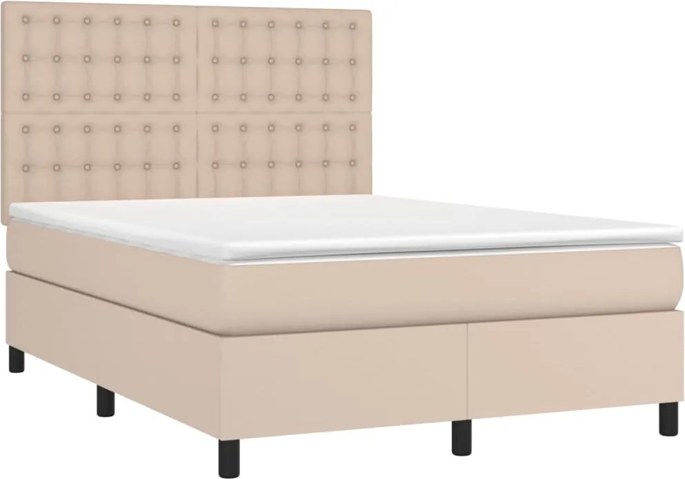 Box spring postel s matrací cappuccino 140x200 cm umělá kůže 3142850