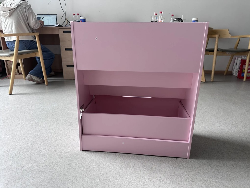 AIYAPLAY Montessori knihovna pro děti se zásuvkou, 3 patra, růžová