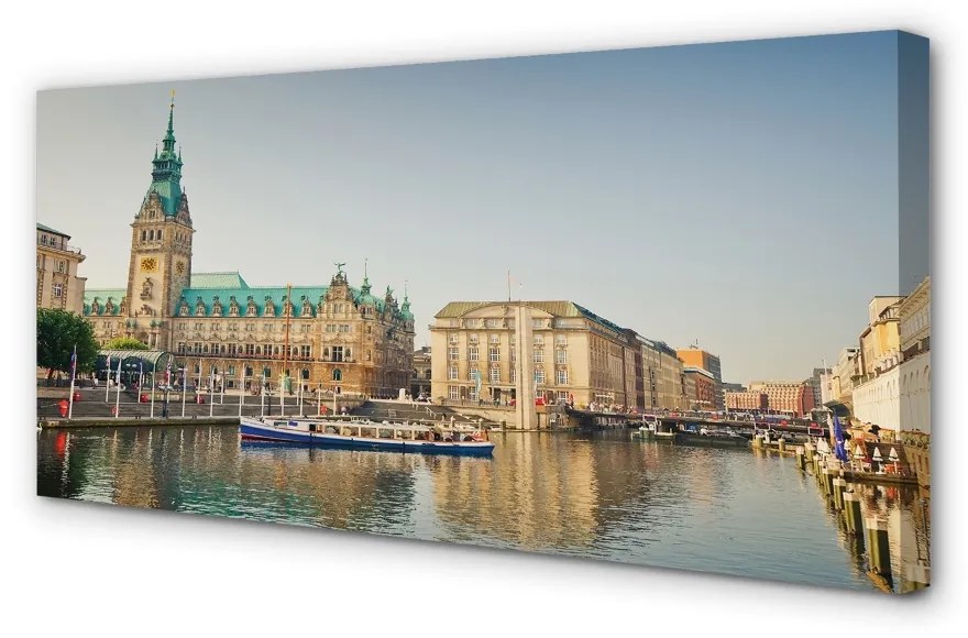 Obrazy na plátně Německo Hamburg River katedrála 100x50 cm