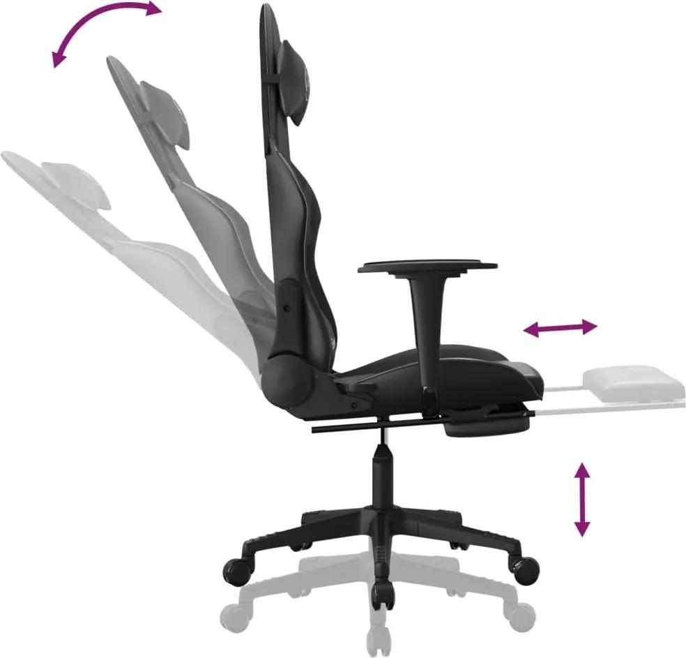 vidaXL Masážní herní židle s podnožkou umělá kůže [345465] Barva: Černá a maskáčová