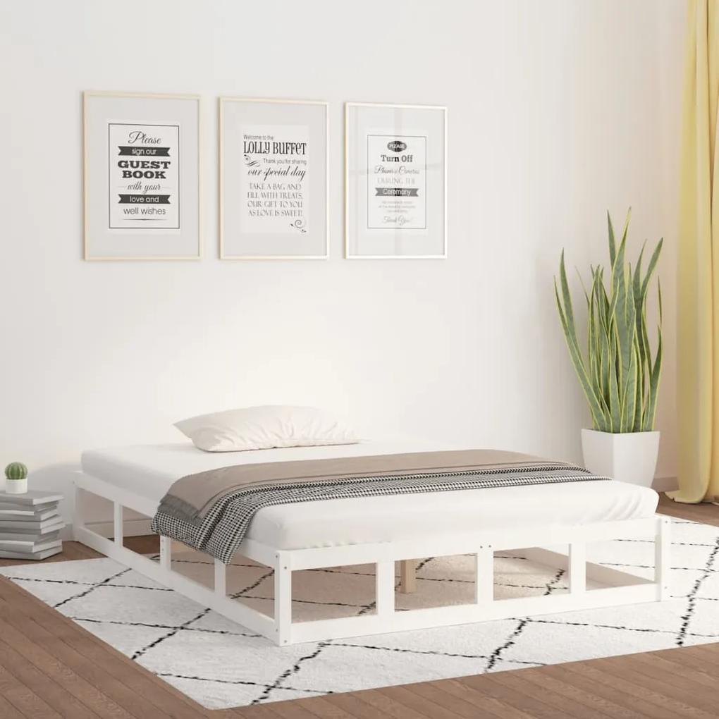 Rám postele bílý 200 x 200 cm masivní dřevo - Default Title