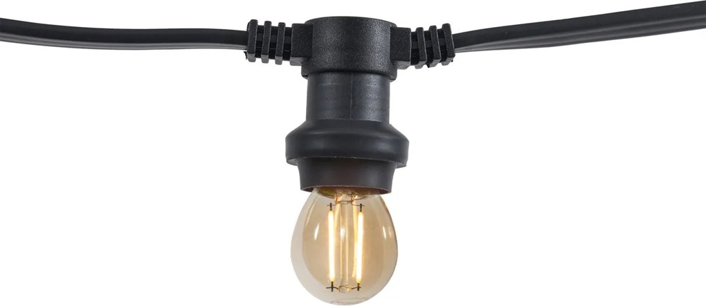 Propojitelný černý světelný řetěz se zástrčkou, 6m, 10x E27, IP64 - Lubber