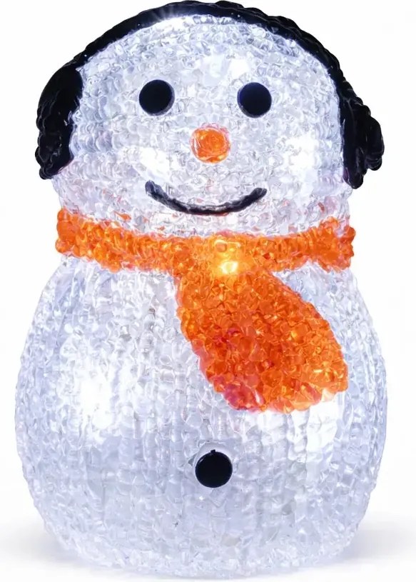 3D LED světelný sněhulák, 15 cm, na baterie, hliník