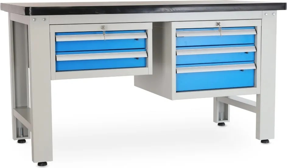 Dílenský stůl Solid MDF-23, 150 cm, 2 závěsné boxy, černá