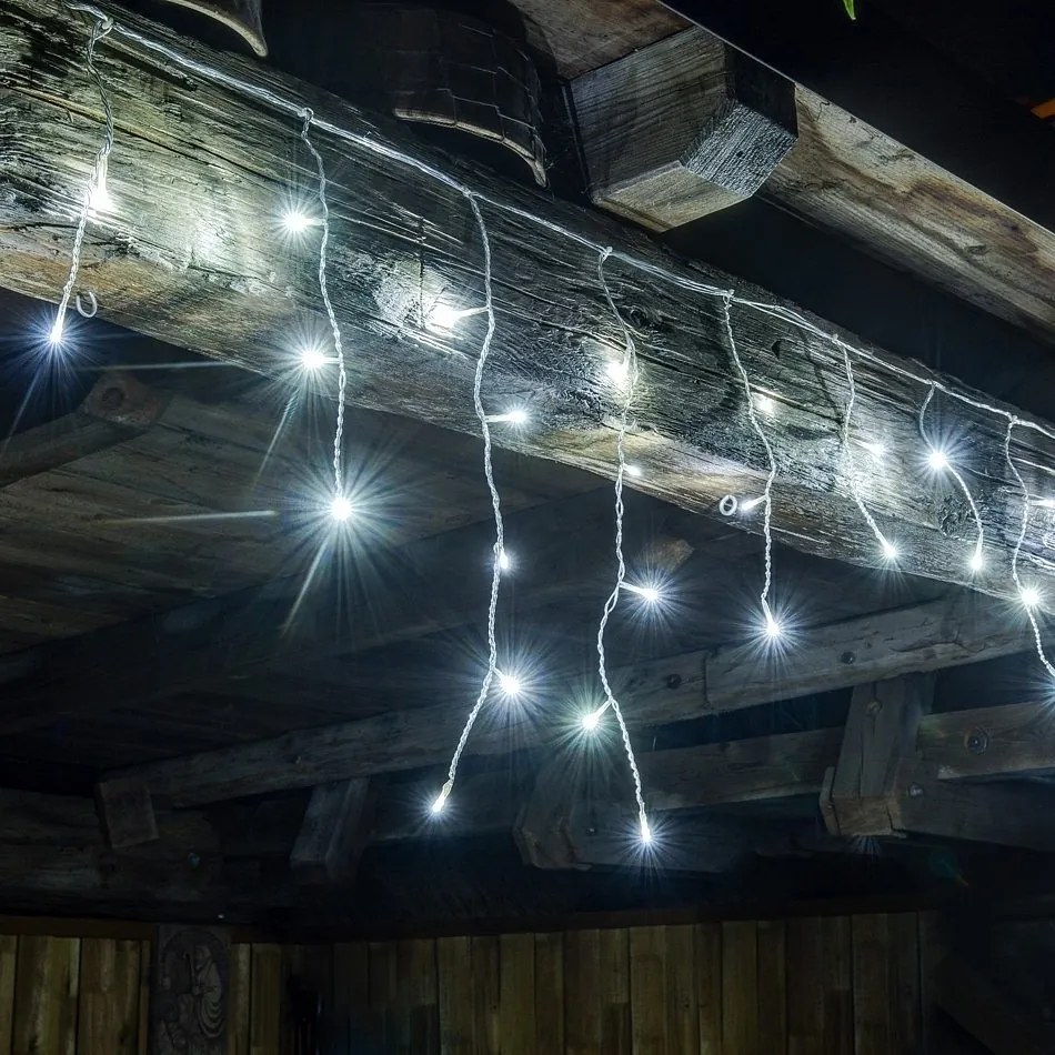 Hobby Line venkovní LED rampouchy, světelné, 200 × 50 cm, ledově bílá, 40 diod, tmavě zelený kabel, IP44, prodlužovací