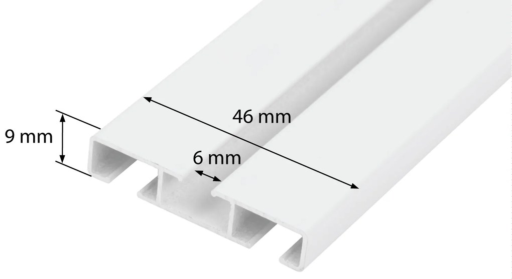 Dekodum Jednořadá hliníková stropní kolejnicová garnýž s krytem bílá 150 cm
