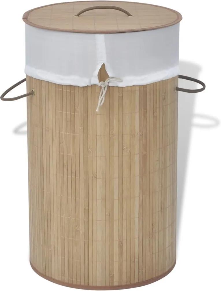 Bambusový koš na prádlo - kulatý - přírodní