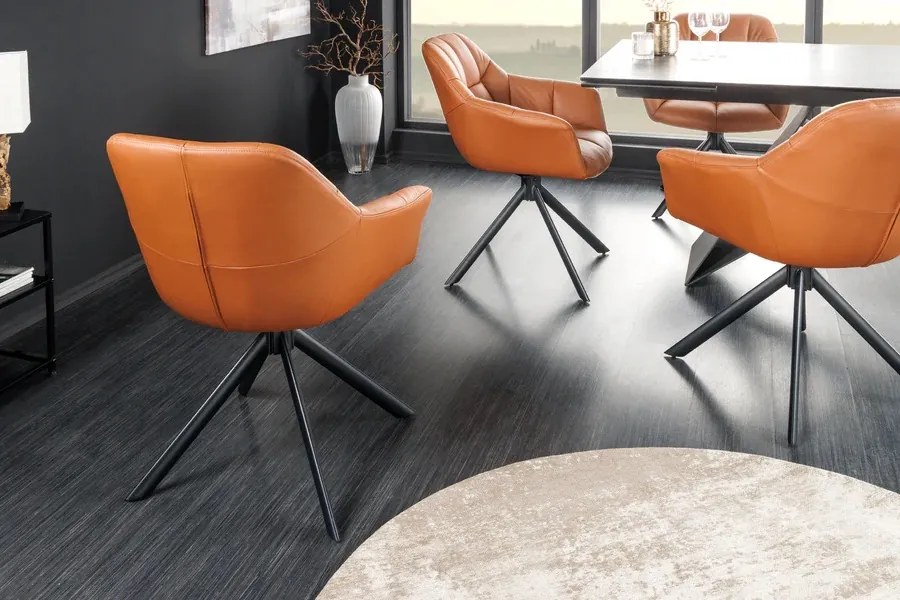 Designová otočná židle Vallerina koňaková