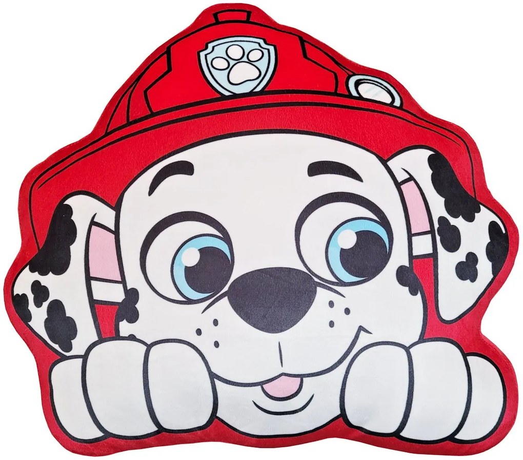 Tvarovaný 3D polštářek Tlapková patrola - Paw Patrol - motiv Marshall - 40 x 35 cm