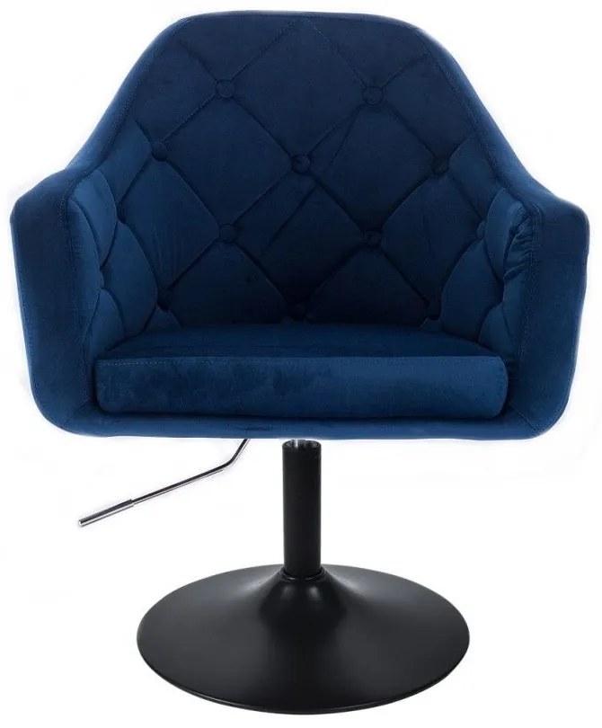 LuxuryForm DESIGN Otočné křeslo ANDORA VELUR na černém talíři - modré