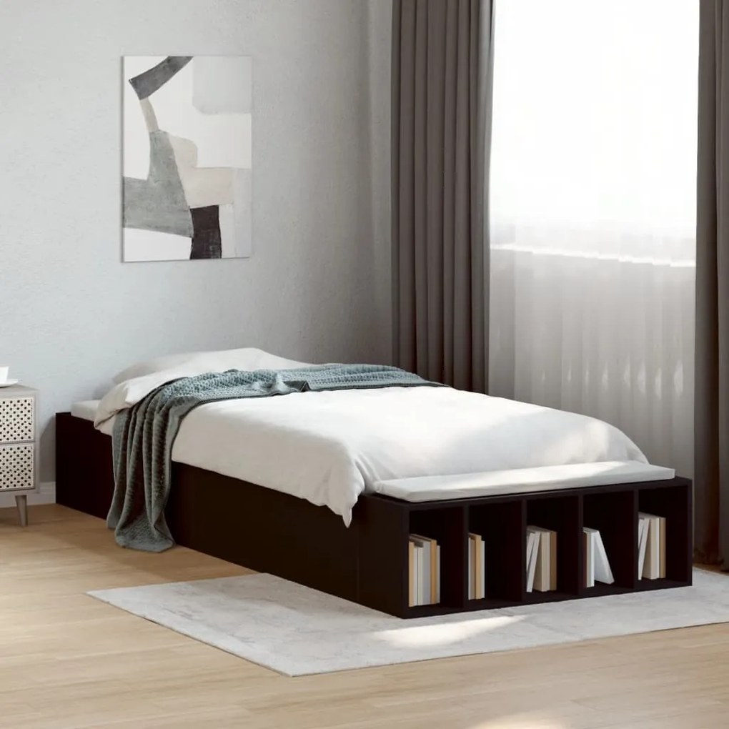 Rám postele černý 75 x 190 cm kompozitní dřevo 3280623