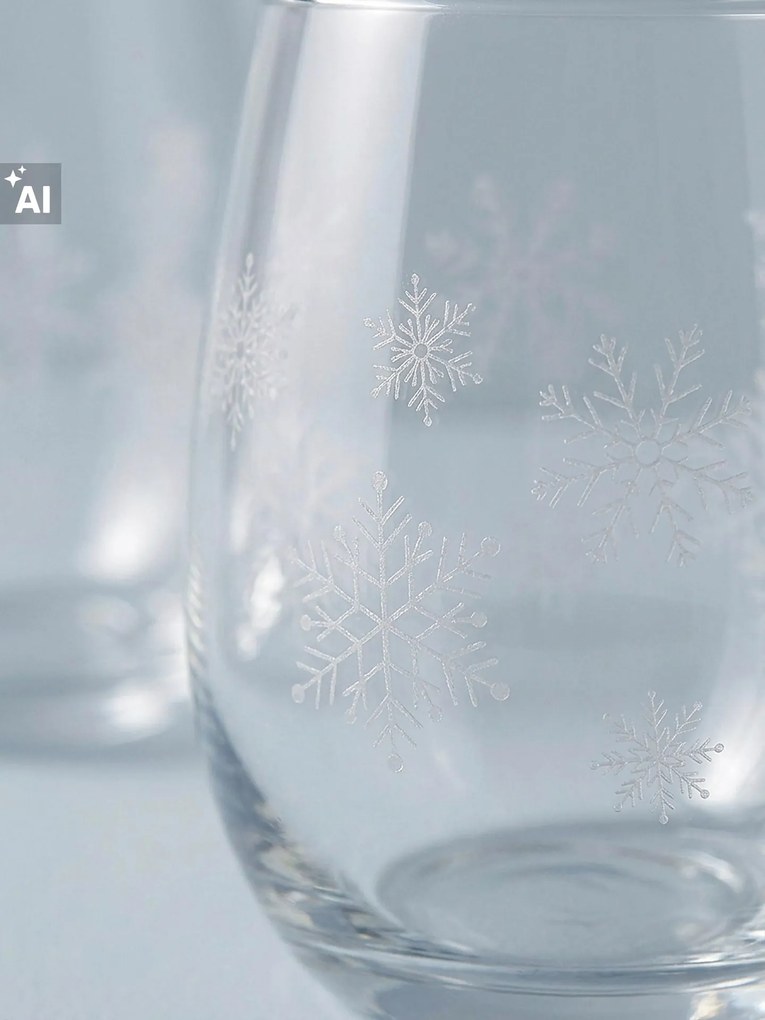 Sinsay - Vánoční sklenice s potiskem sněhových vloček 2 pack - clear