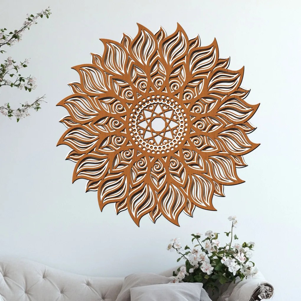dřevo života 3 vrstvá mandala VNITŘNÍ PLAMEN Zvolte rozměr (cm): 40, Zvolte barevný dekor: javor-bila