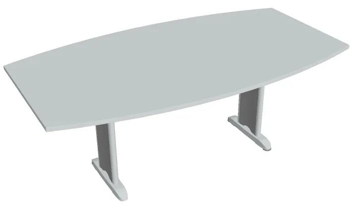 Stůl jednací sud 200 cm - Hobis Flex FJ 200 Dekor stolové desky: šedá, Barva nohou: Stříbrná