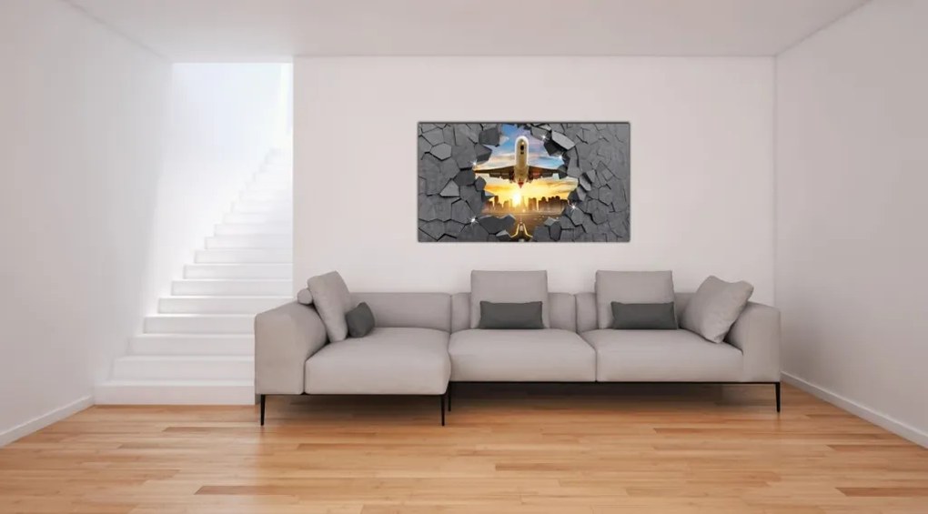 3D obraz letadlo Velikost (šířka x výška): 120x80 cm