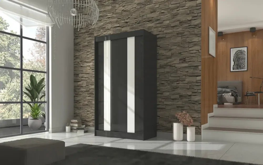 Skříň posuvná se zrcadlem KAREN 120 černá